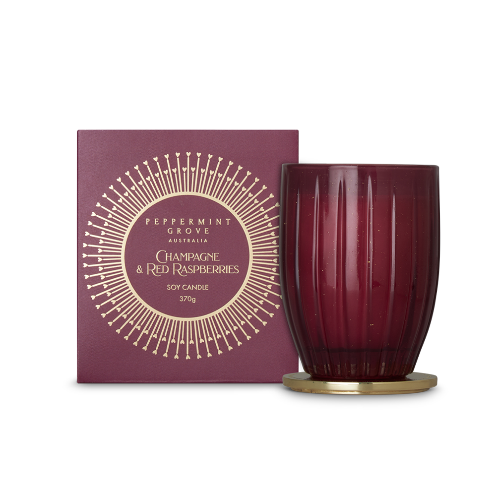 Champagne & Red Raspberries Soy Candle 370g – Peppermint Grove NZ